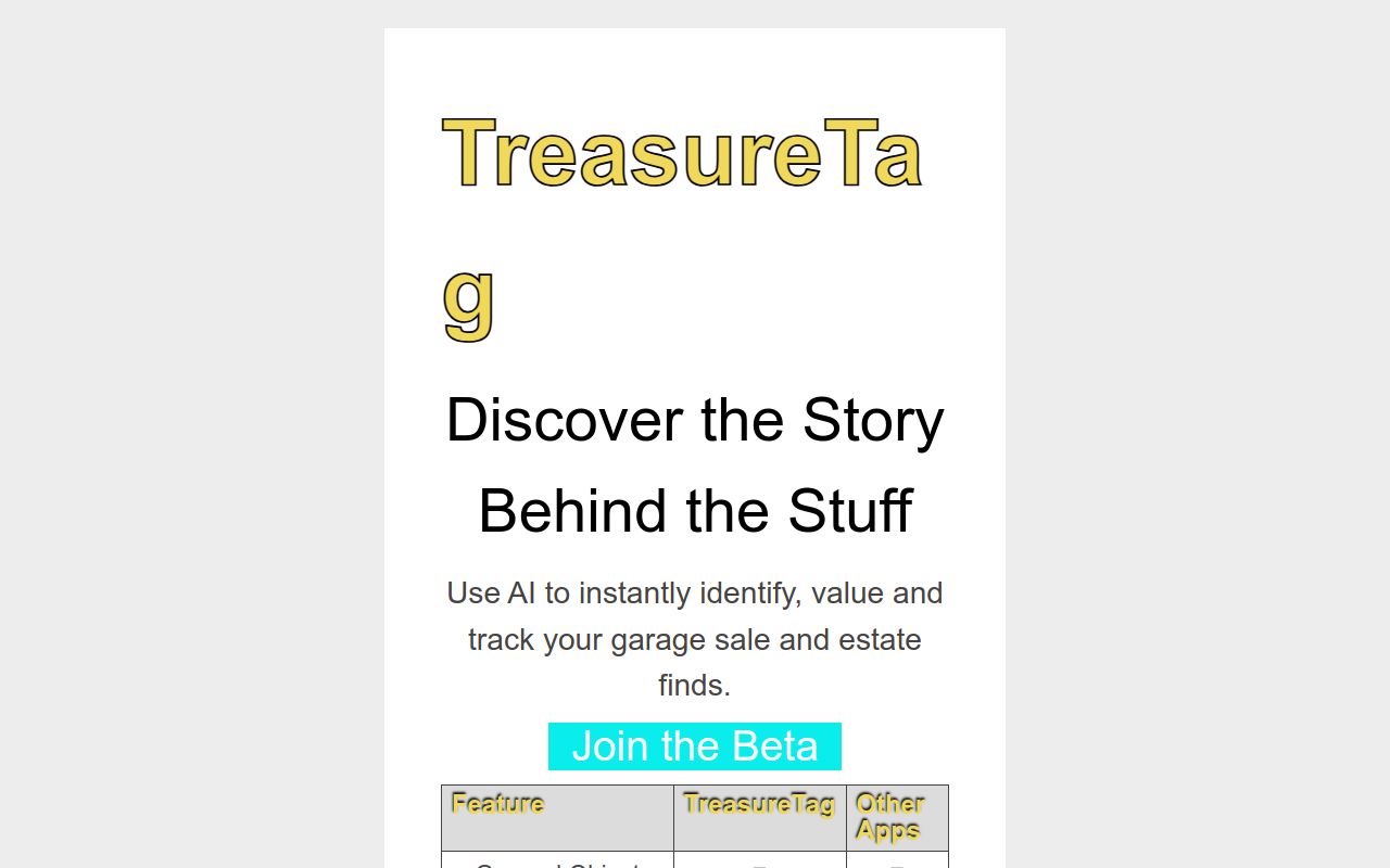 TreasureTag - Home Page